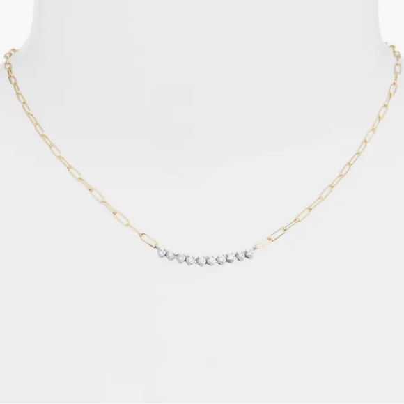 Meira T | Jewelry | Meira T Mini Riviera Diamond Paper Clip Necklace ...